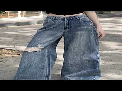 Botvotee Ripped Hold Y2k 2000s Streetwear Jeans for Women Summer Autumn Casual High Waisted Wide Leg
