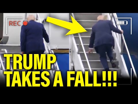 Trump FALLS ON STAIRS after DISASTER PRESSER