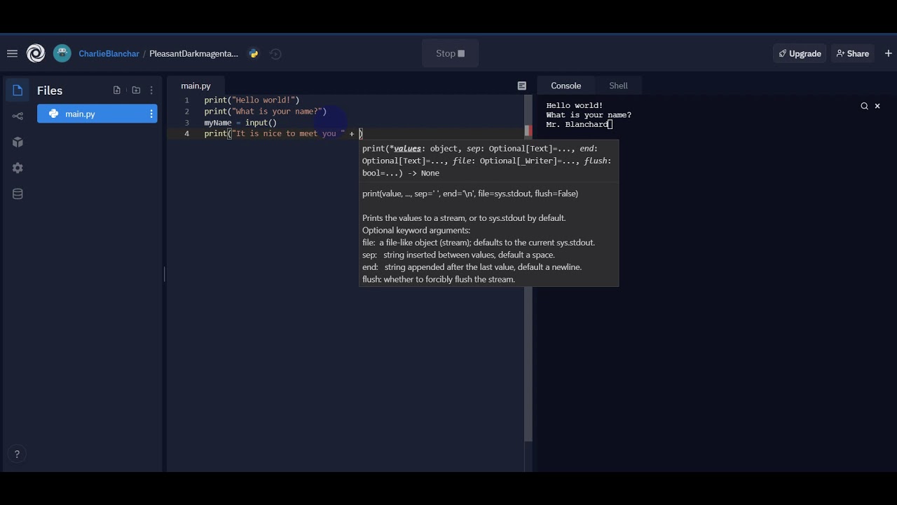 Python - Greeting the user