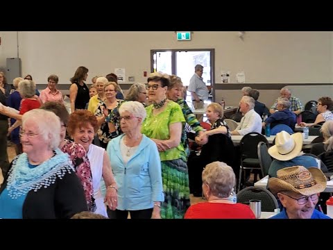 Stony Plain April 3 2022. Waterfall dance mixer with happy people