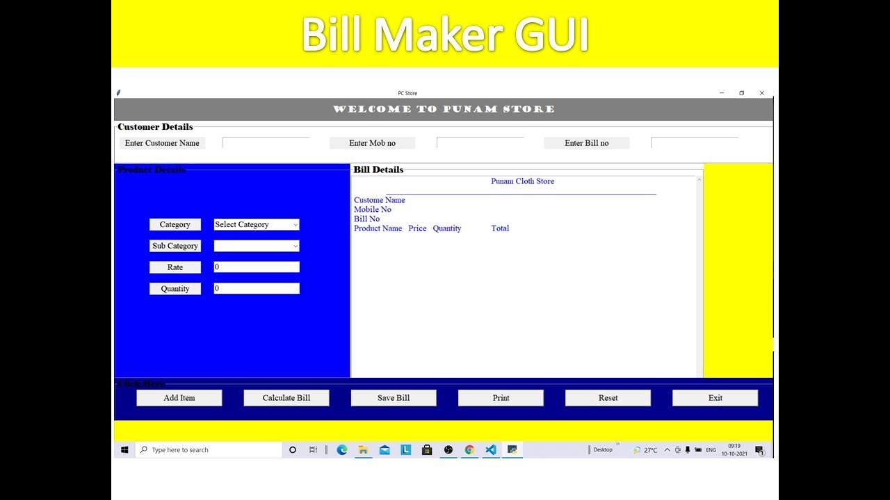 Billmaker GUI Application Part5 in Python Tkinter