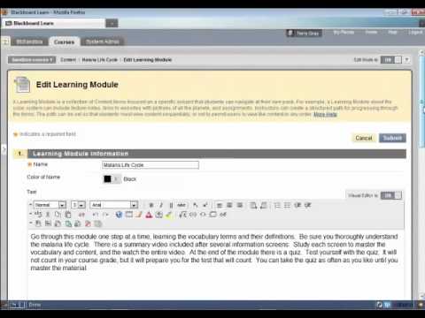 Using Learning Modules in Blackboard