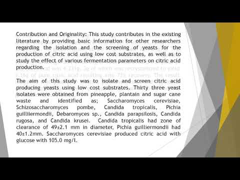 Fermentation Conditions and Process Optimization of Citric Acid Production by Yeasts IJB 2018 71 51