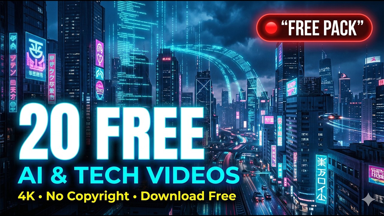 20 Free AI & Tech Stock Videos — No Copyright 4K (Download Free)