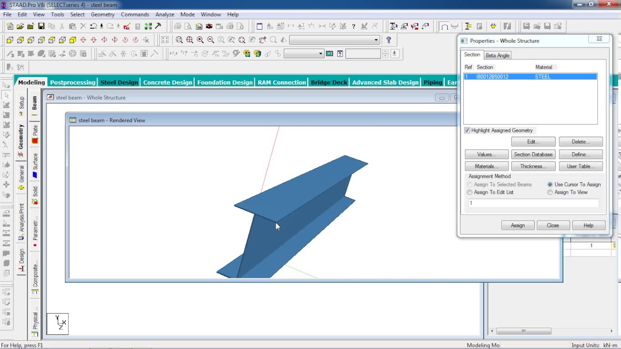 STAAD Pro Tutorials - Analysis & Design of Steel Beam ( Day 39)