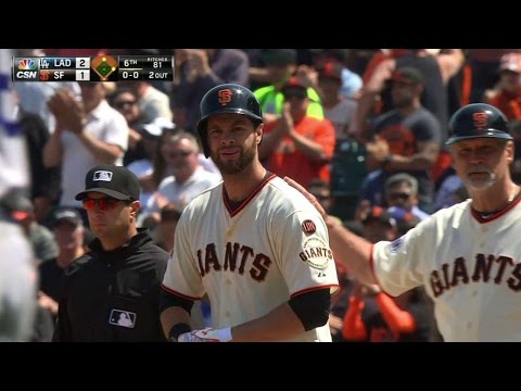 LAD@SF: Belt laces an RBI single to center field