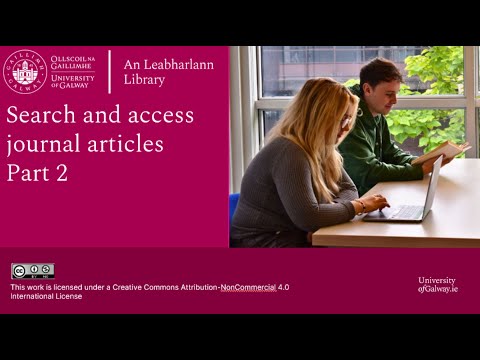 Search and access journal articles using the University of Galway Library Catalogue - Part 2
