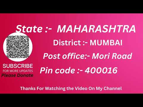Maharashitra Mumbai Mori road Ka pin code 400016 / Mumbai Mori road ka post office