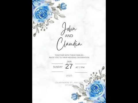Digital Wedding Invitation with RSVP | Blue Minimalist Floral The Wedding Invitation | evites.me