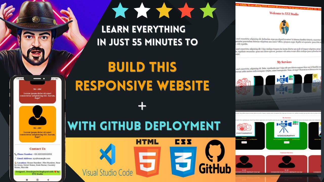 How to make a HTML and CSS One Pager Responsive Website Project with GitHub Deployment
