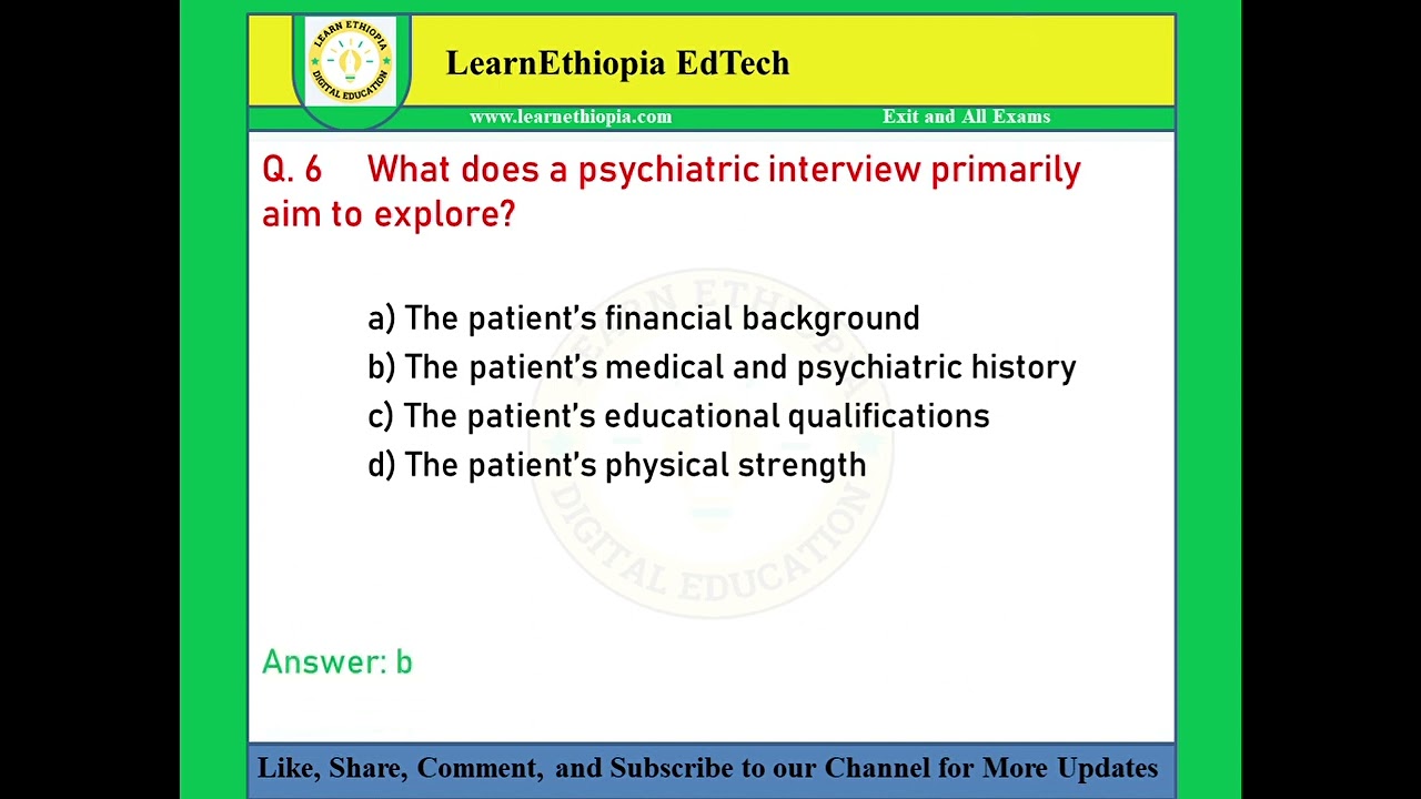 Mental Health Nursing | Model Exit Exam Questions for Comprehensive Nursing Exit Exam