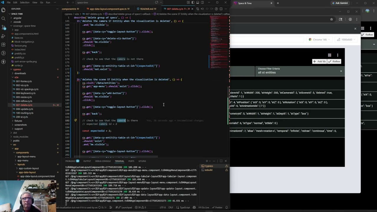 450 -ThreeJS and Angular Space And Time Application: e2e test complete