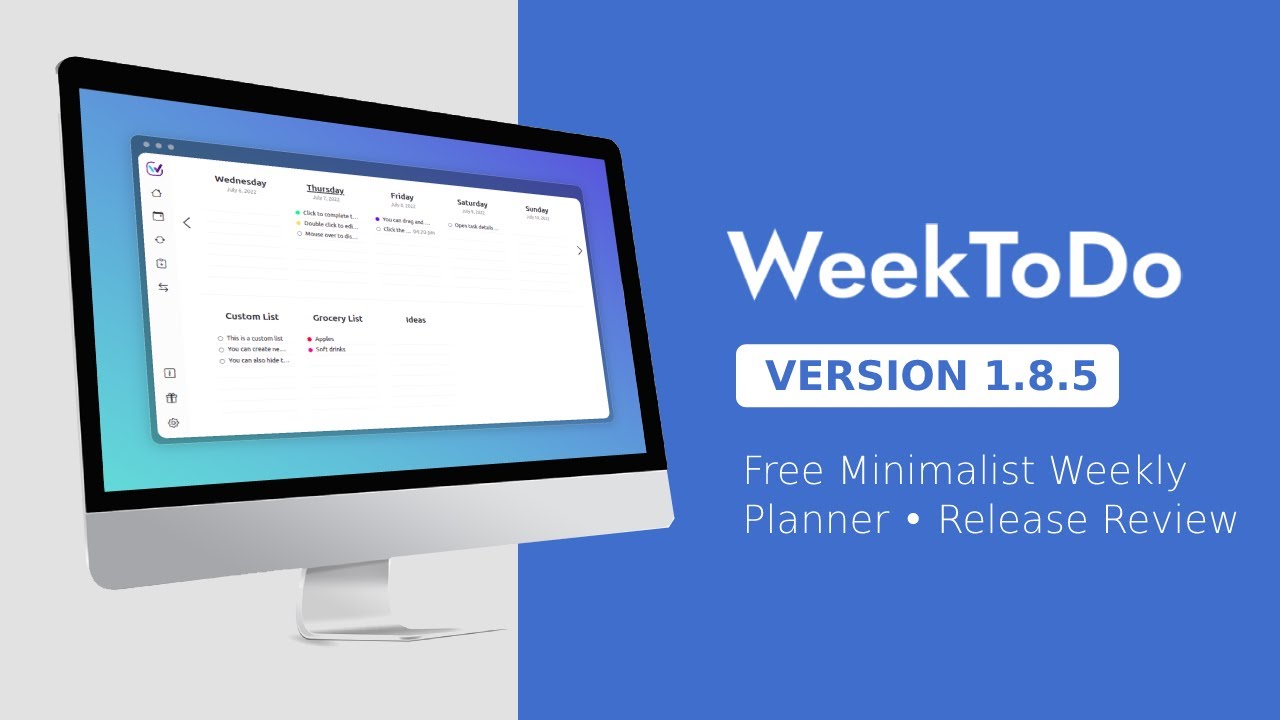 WeekToDo 1.8.5 Release Review. Reorder tasks and to-do lists, resize panels and more.