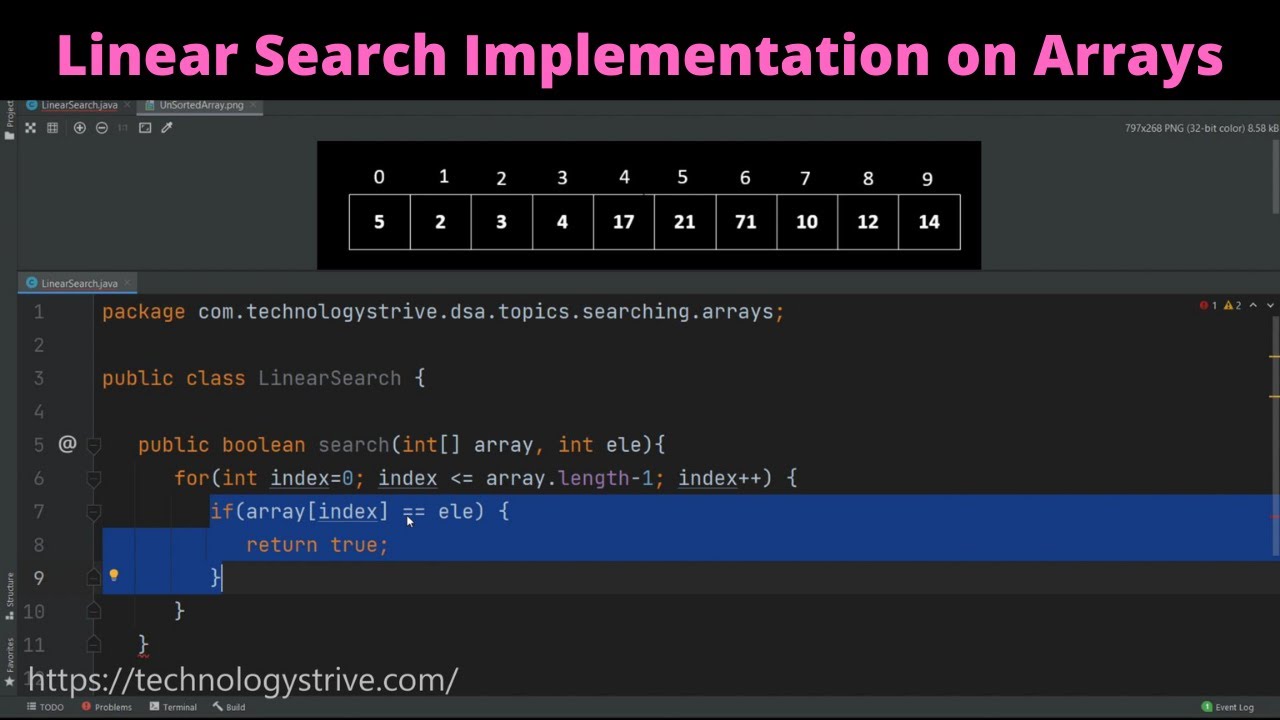 #6.2  Linear Search Implementation in Java || Linear Search on Arrays #TechnologyStrive