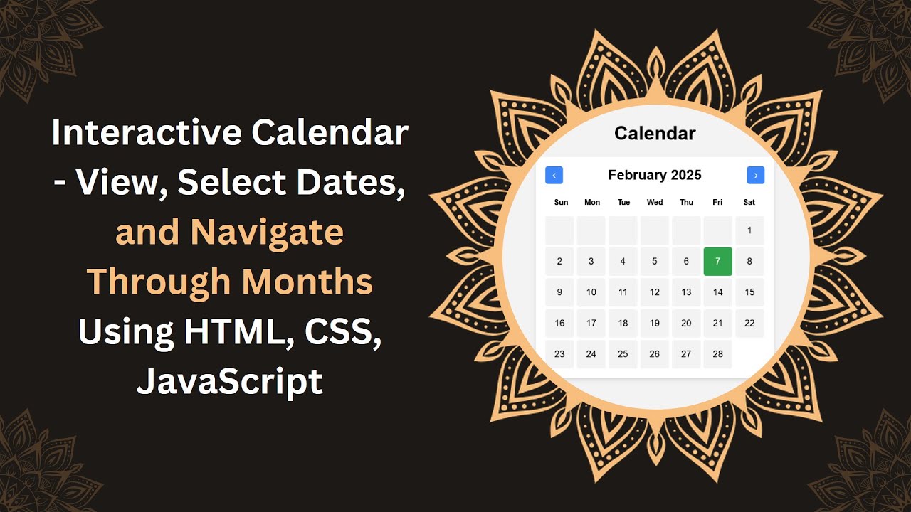 Interactive Calendar with HTML, CSS, and JavaScript | Step-by-Step Guide 📅✨