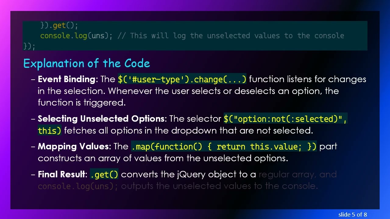 How to Fetch Unselected Values from a Multi-Select Dropdown Using jQuery