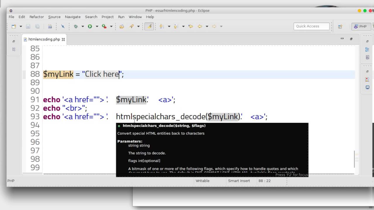 110 PHP scripting language html coding htmlspecialchars