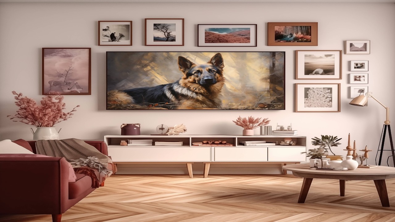 German Shepherd Art for TV – 2 Hours 4K German Shepherd Dog Painting Screensaver for Frame TV No Mus