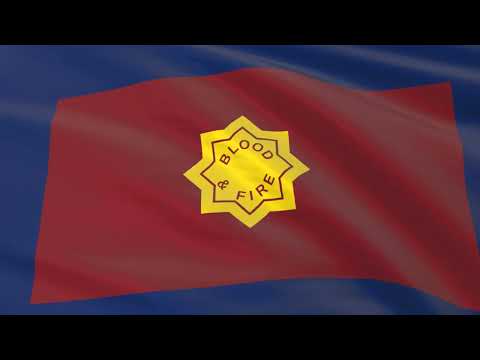 Flag of The Salvation Army (TSA) - Religious flag waving in the wind