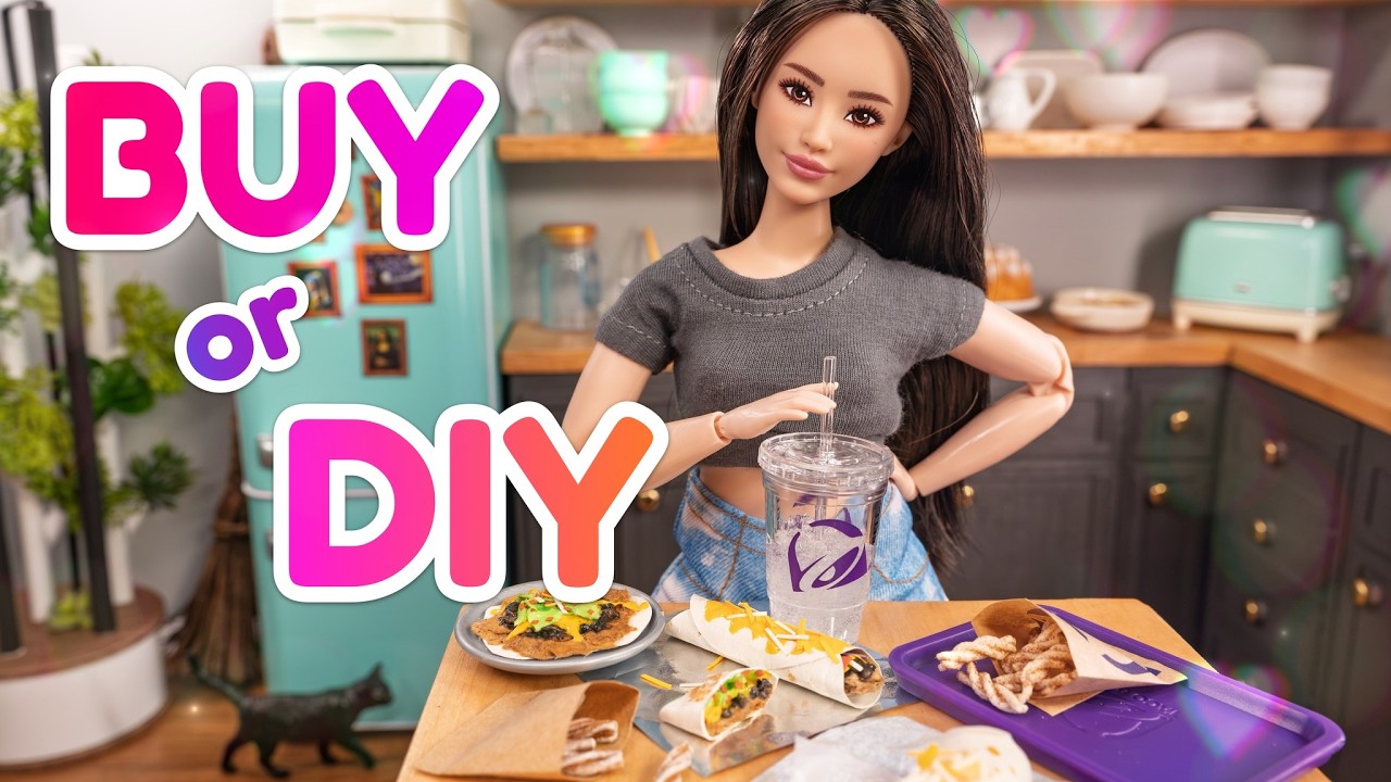 Versus: DIY Paper Doll Food Vs Make It Mini Taco Bell | Paper Crafts for Barbie