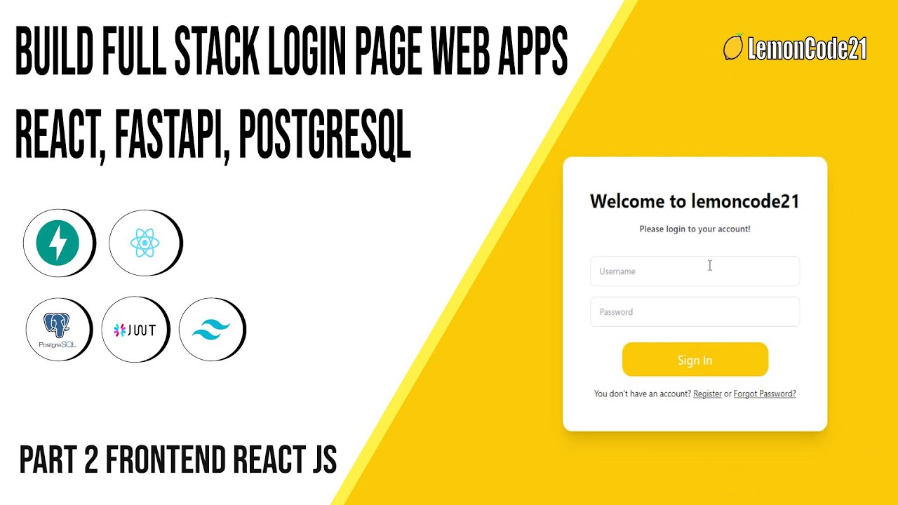 Build Full Stack Login Page React, FastAPI, Postgresql, Tailwindcss | Part 2 Frontend React JS