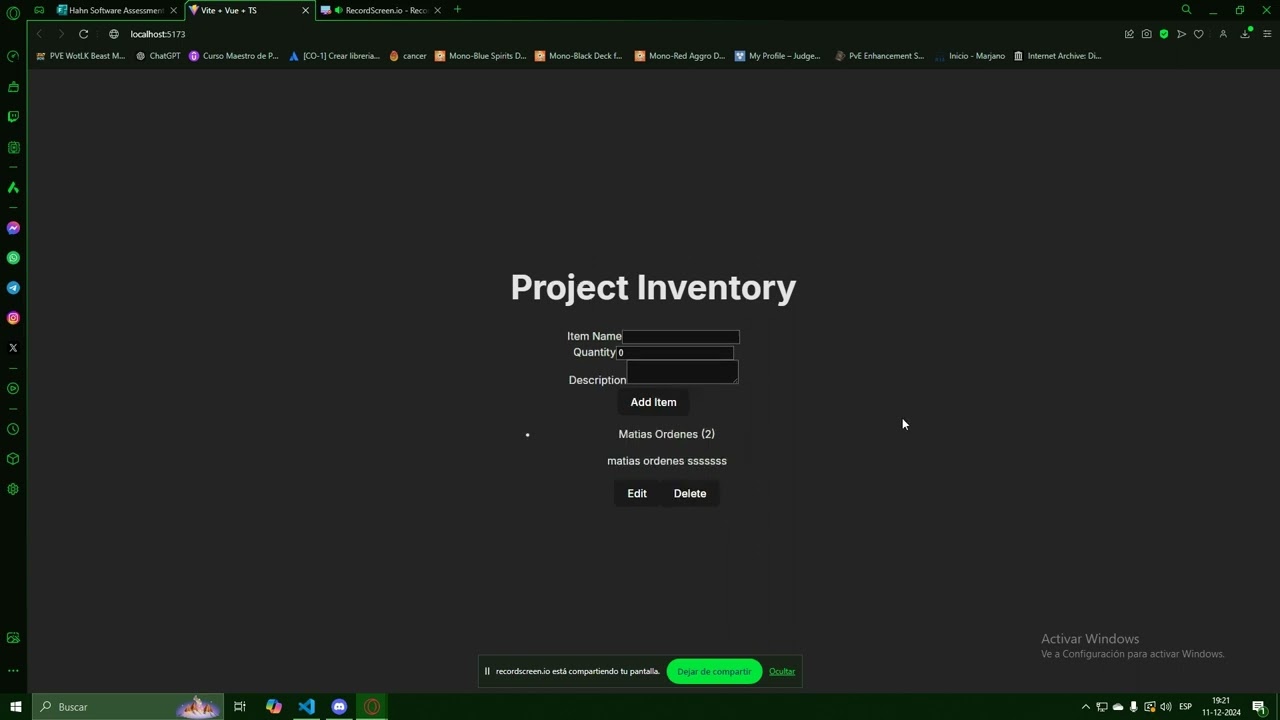 Inventory Management System - Full-Stack Development Showcase