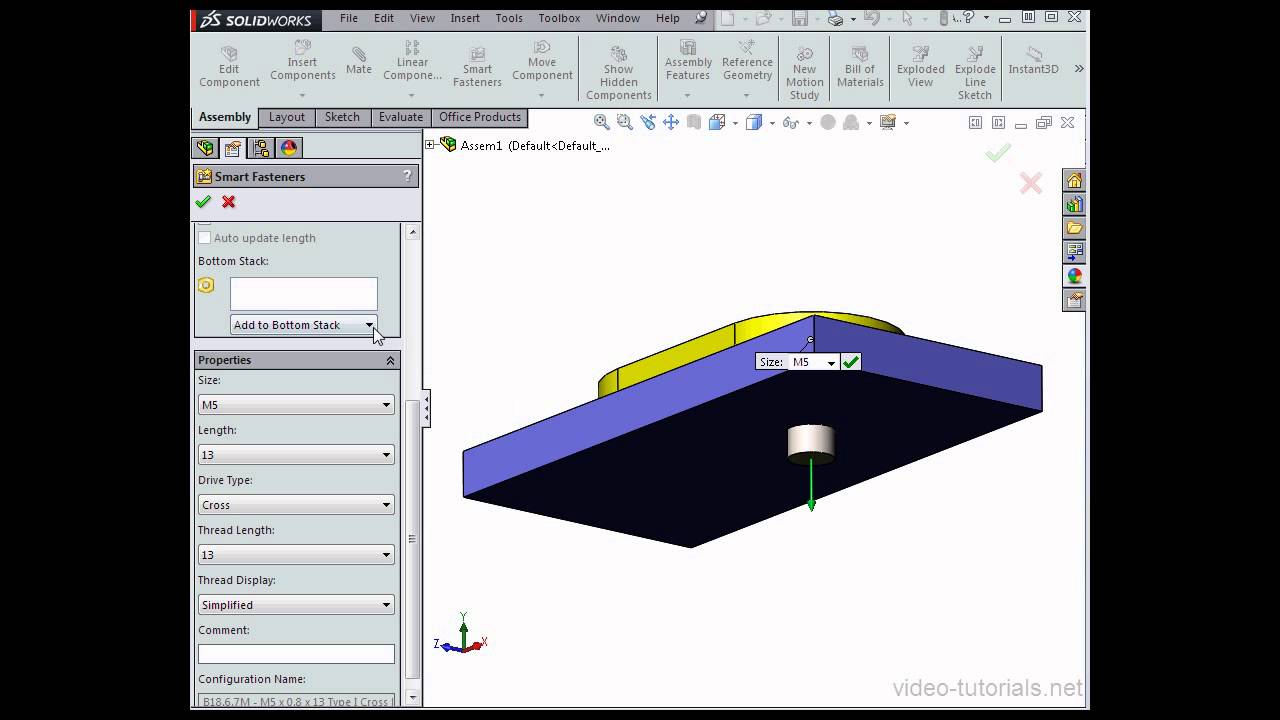 How to automatically manipulate fasteners #1 - SOLIDWORKS tutorials (Toolbox)