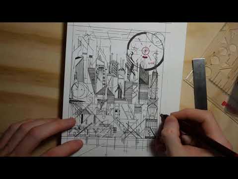 Drawing a Futuristic Cityscape Timelapse