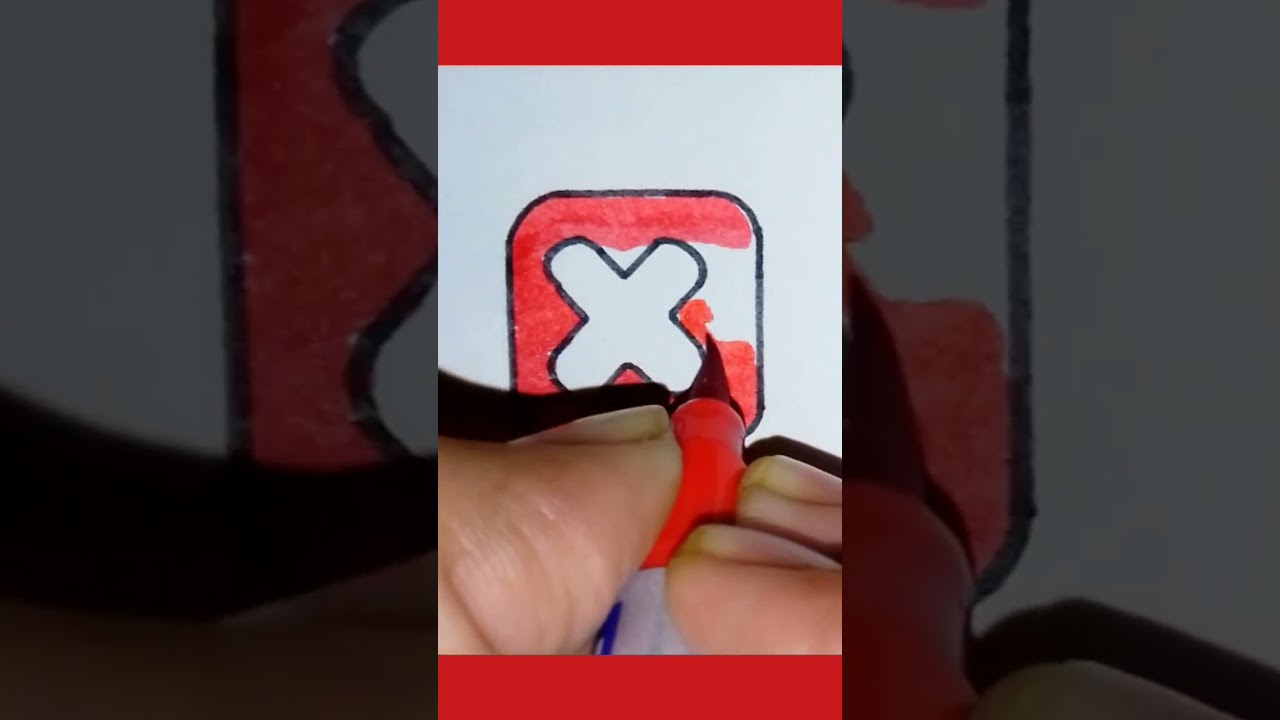 Red colouring in Multiplication symbol #shorts #youtubeshorts #drawing