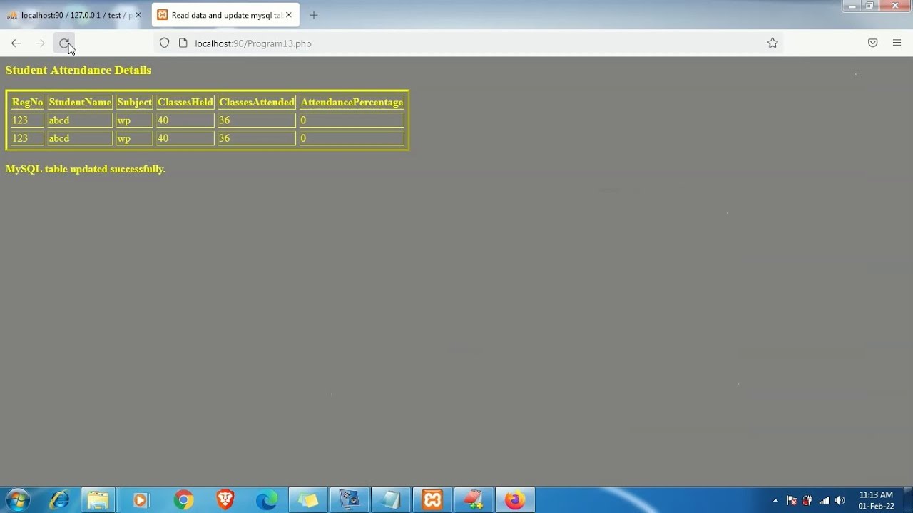 Database Programming using PHP and MySQL