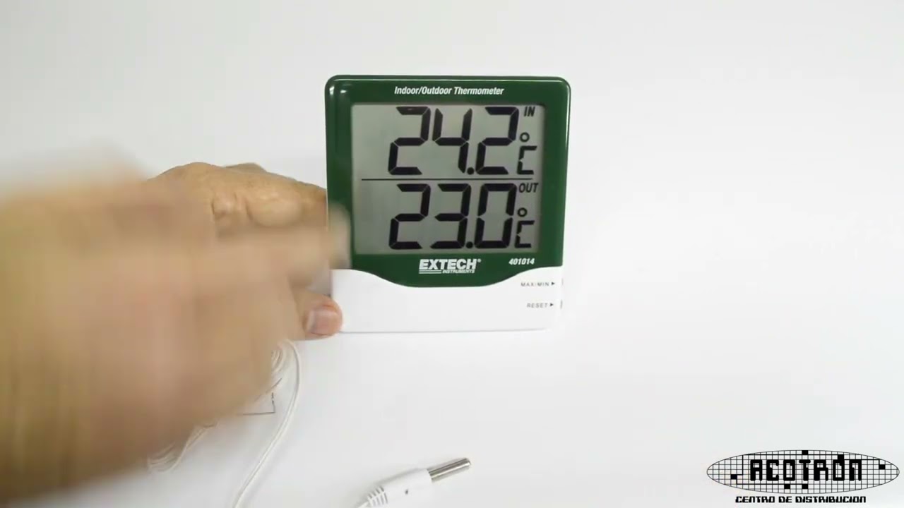 Termómetro fijo temp. Interior y exterior con memoria para MAX/MIN modelo 401014 marca EXTECH