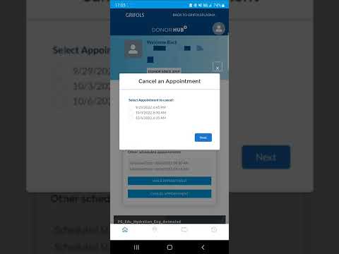 Grifols Donor Hub- Cancel Your Appointment