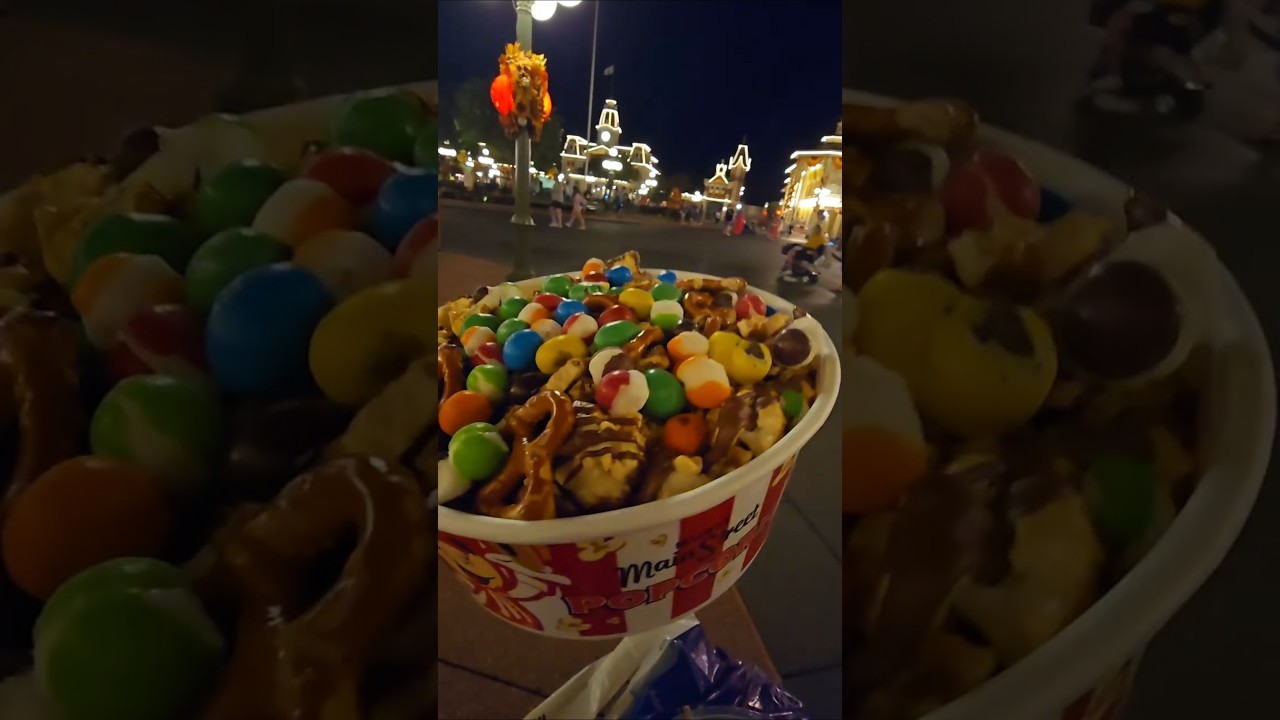 Candy Popcorn at Disney's Main Street Confectionery #disneysnacks #disneytreats #disneyfood #disney