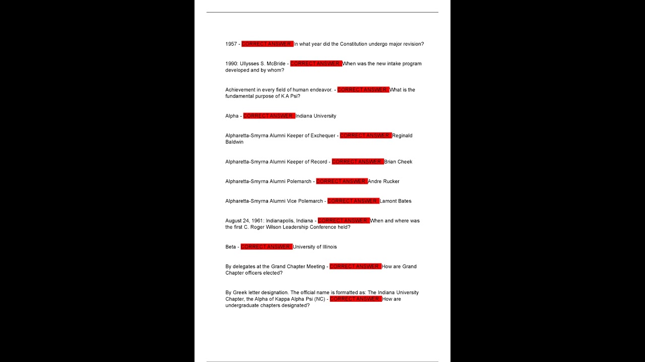 Kappa Alpha Psi   Cumulative Test – 1 Latest Update Actual Exam from Credible Sources with 150 Quest