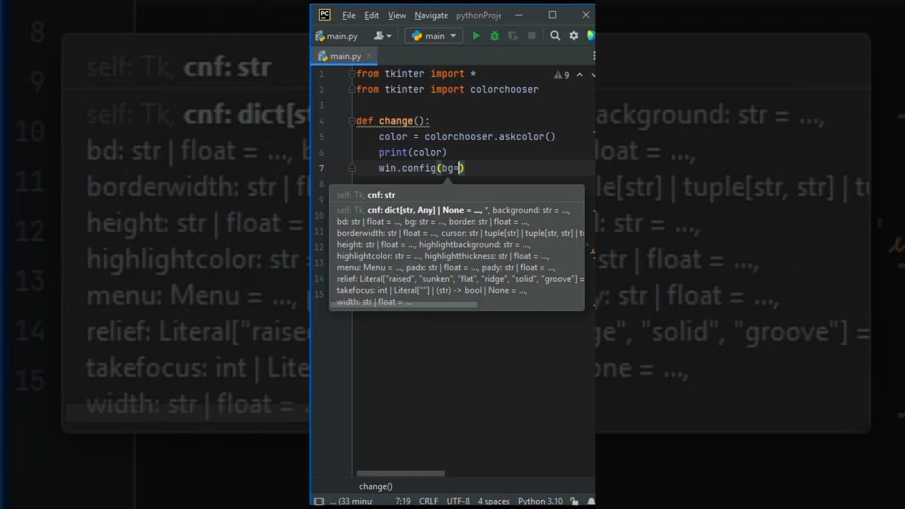 Changing colors in python (tkinter) #shorts #allthingstechy #python