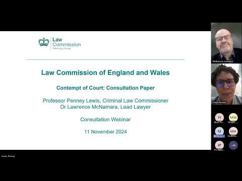 Contempt of Court Law Commission consultation webinar recording - 11 Nov 2024