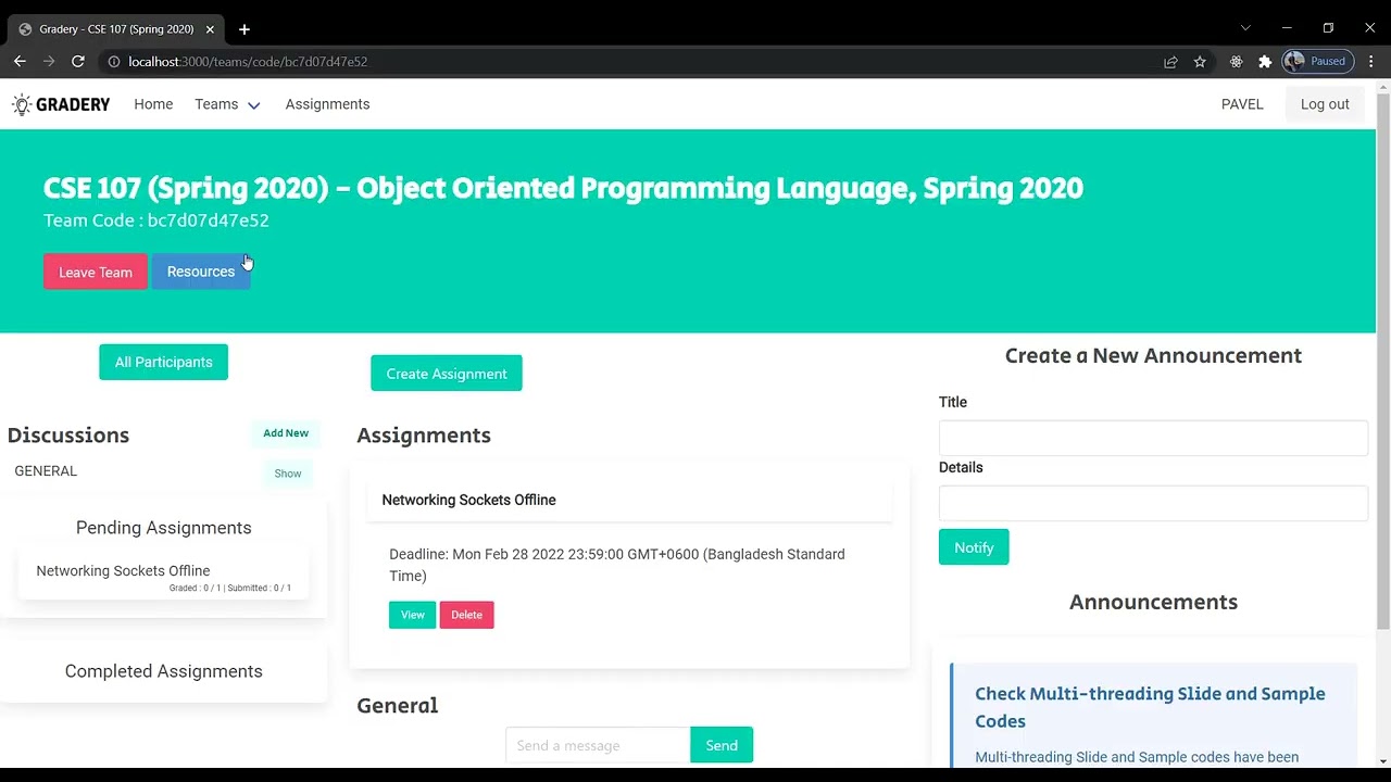 Gradery - An Online Learning Management System