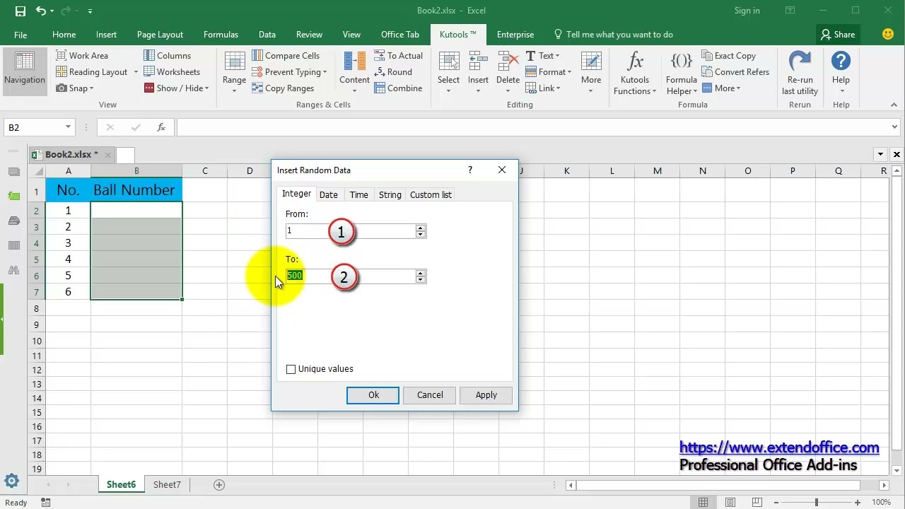 How to generate lottery numbers in excel