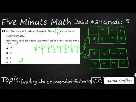 5th Grade STAAR Practice Dividing Whole Numbers and Unit Fractions (5.3L - #12)