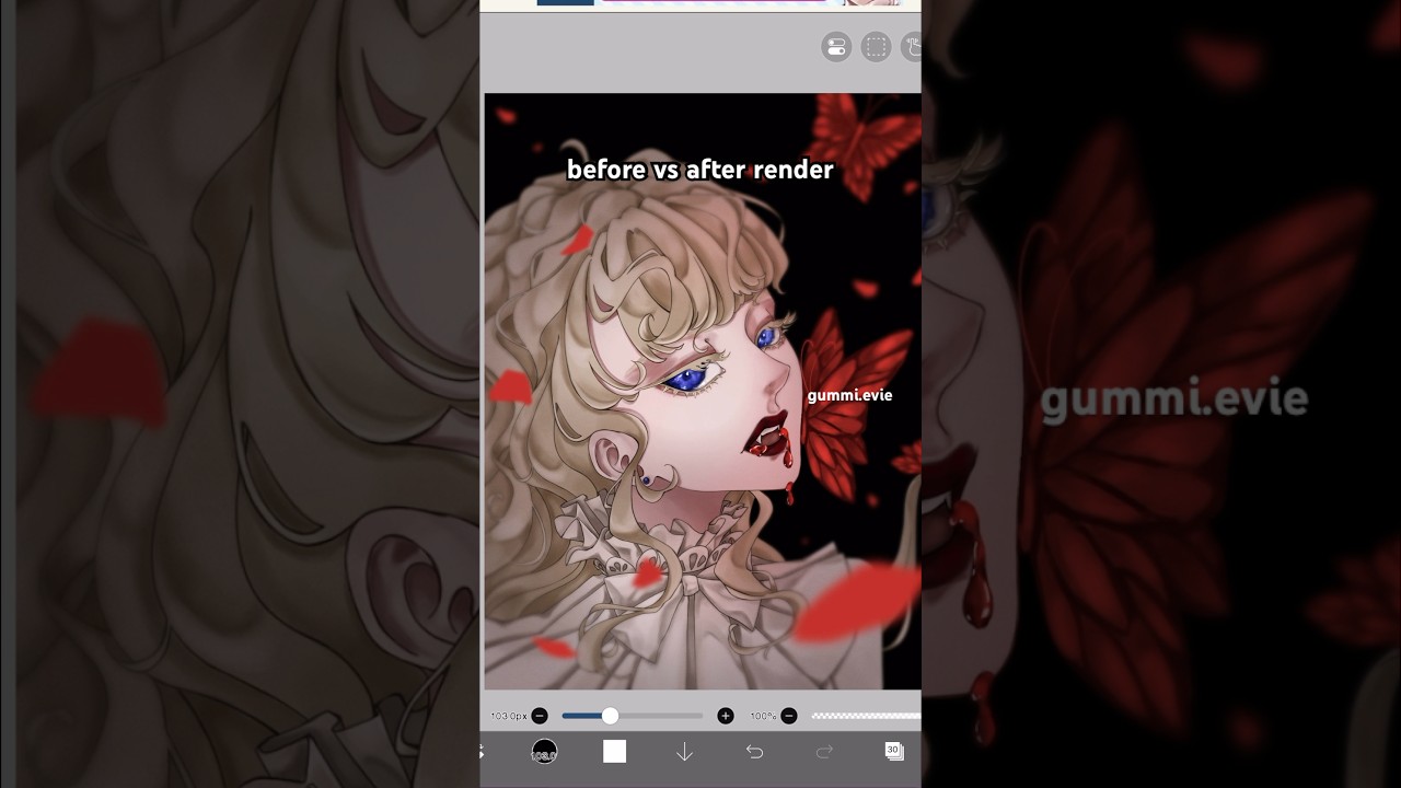 before vs after rendering #oc #digitalart #drawing #digitalartist #shorts