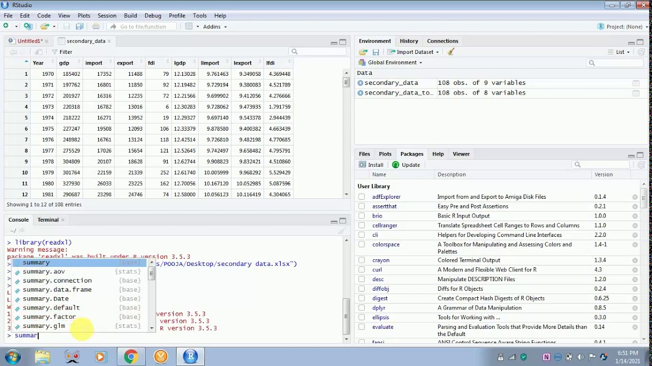 DESCRIPTIVE STATISTICS  R SOFTWARE