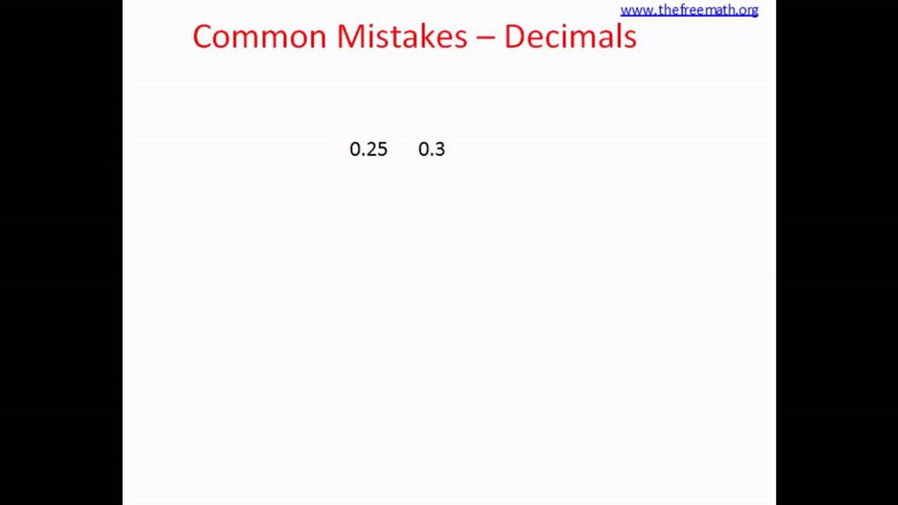 Common Mistakes - Decimals