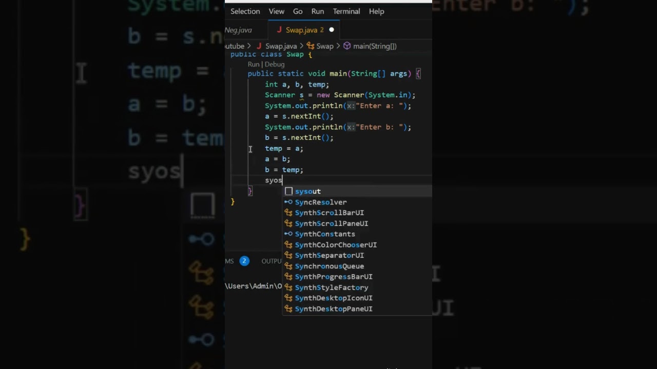 Swap Two Numbers| 1000 Simple Java Programs
