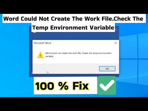 Word Could Not Create The Work File. Check The Temp Environment Variable