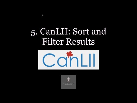 5. CanLII: How to Sort and Filter Results