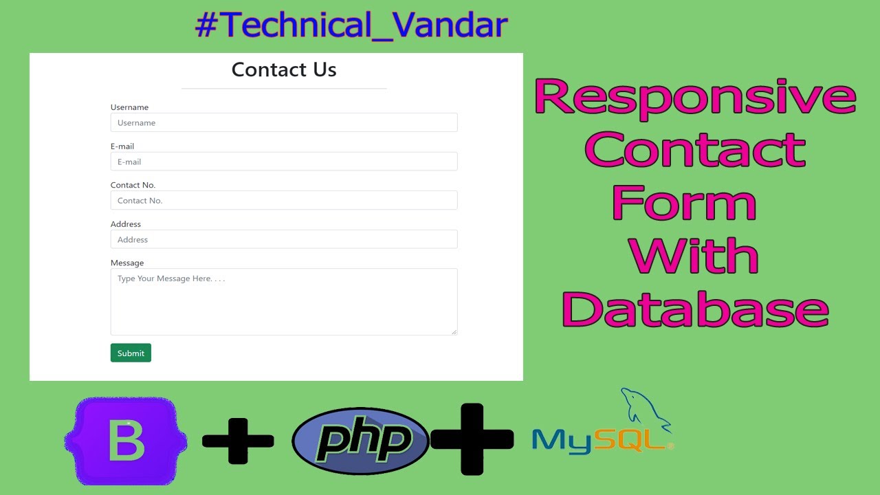 Responsive Contact Form With Database Using Bootstrap, PHP and mysql .||Free Source Code....