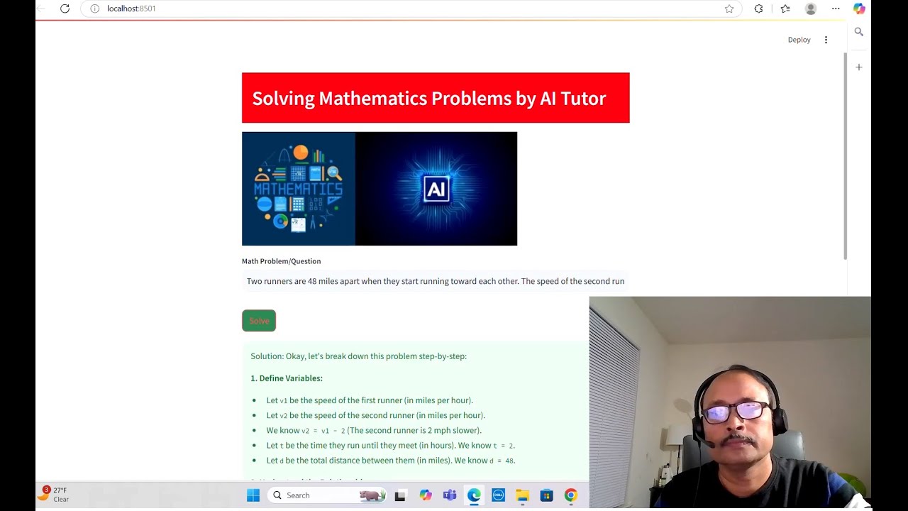 AI Math Tutor with Python, Streamlit & Gemini 2.0 Flash for solving complex problems step-by-step
