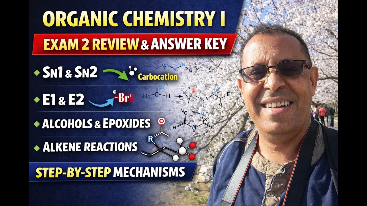 Organic Chemistry I – Exam 2 Answer Key (Ch. 7–10) | SN1, SN2, E1, E2, Alcohols, Epoxides & Alkenes