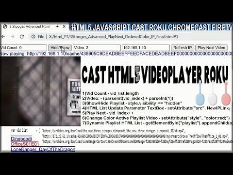 EASY Custom HTML5 DYNAMIC Files List VideoPlayer/AudioPlayer Cast to Roku/Chromecast/FireTV .