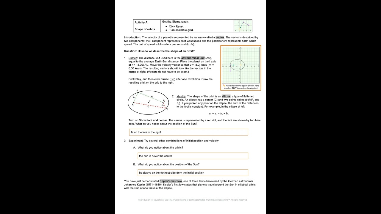 Orbital Motion   Keplers Laws Gizmo  REVIEWED AND VERIFIED BY EXPERTS 2021